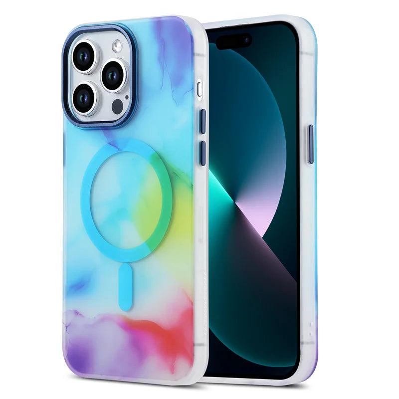 Frosted Translucent Ink Painting MagSafe iPhone Case