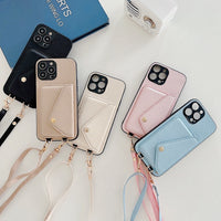 Shoulder Strap Leather Wallet iPhone Case