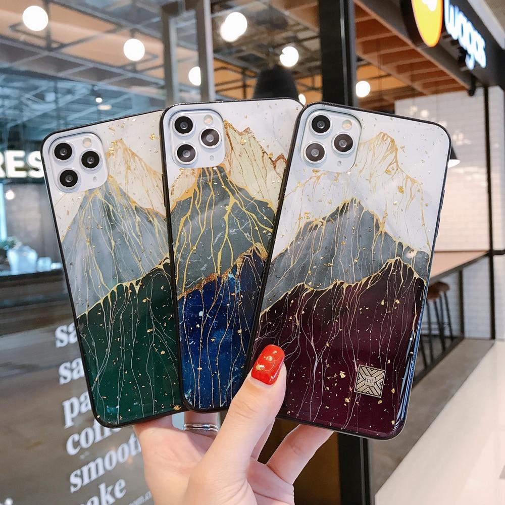 Gold Sprinkle Mountain Flow iPhone Case | Fonally
